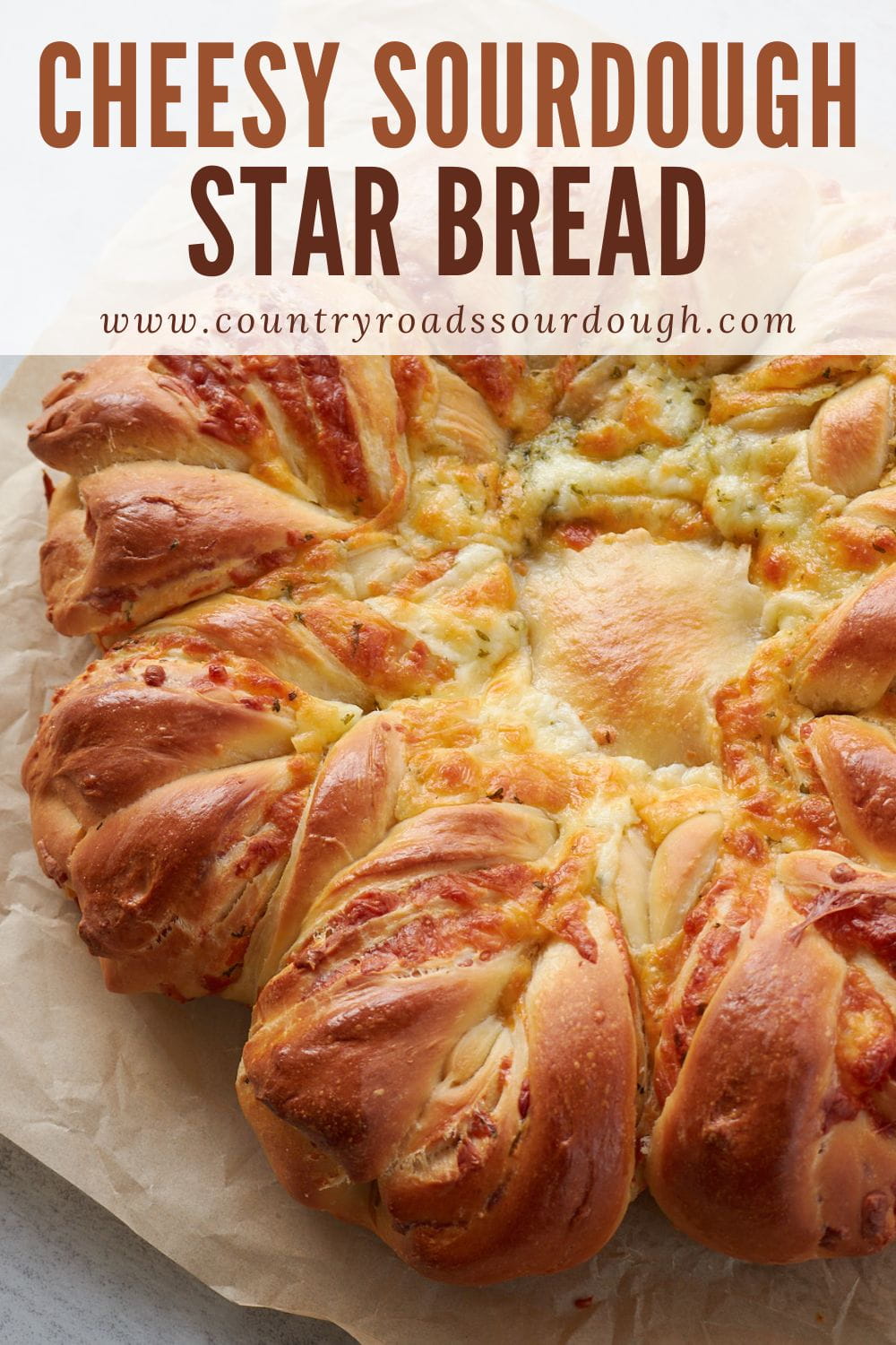 Cheesy Sourdough Star Bread - Country Roads Sourdough